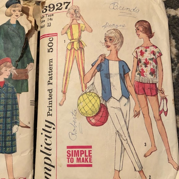 Vintage | Other | 6s Subteen Patterns Vogue 5335 Simplicity 3927 60s ...